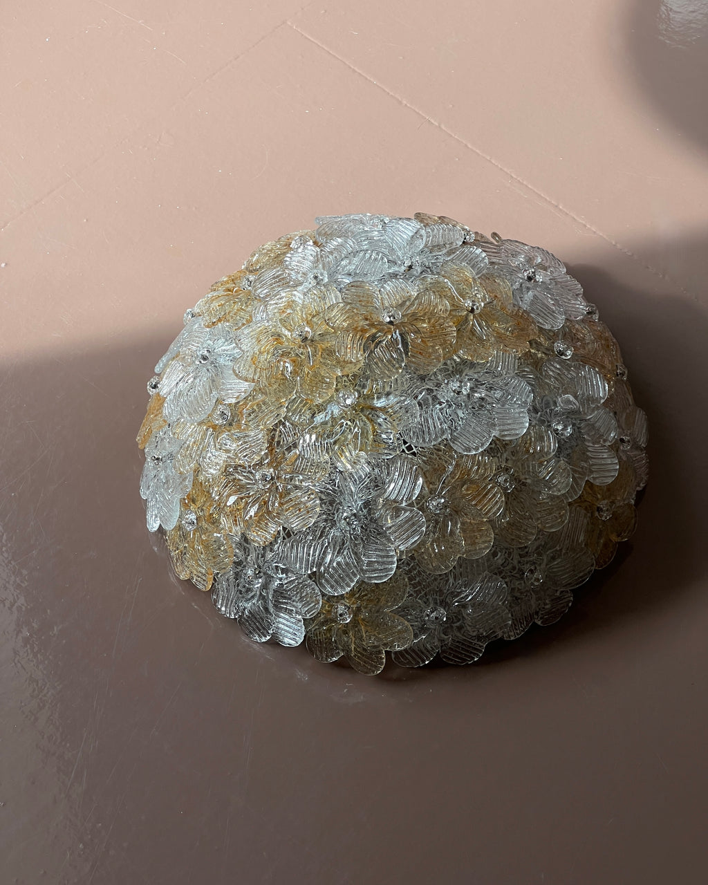 Vintage clear/golden Murano flower ceiling/wall lamp (D26) – Millefiori ...
