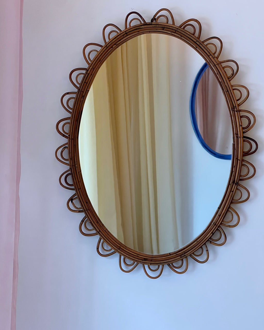Vintage Italian mirror with rattan frame – Millefiori Interior