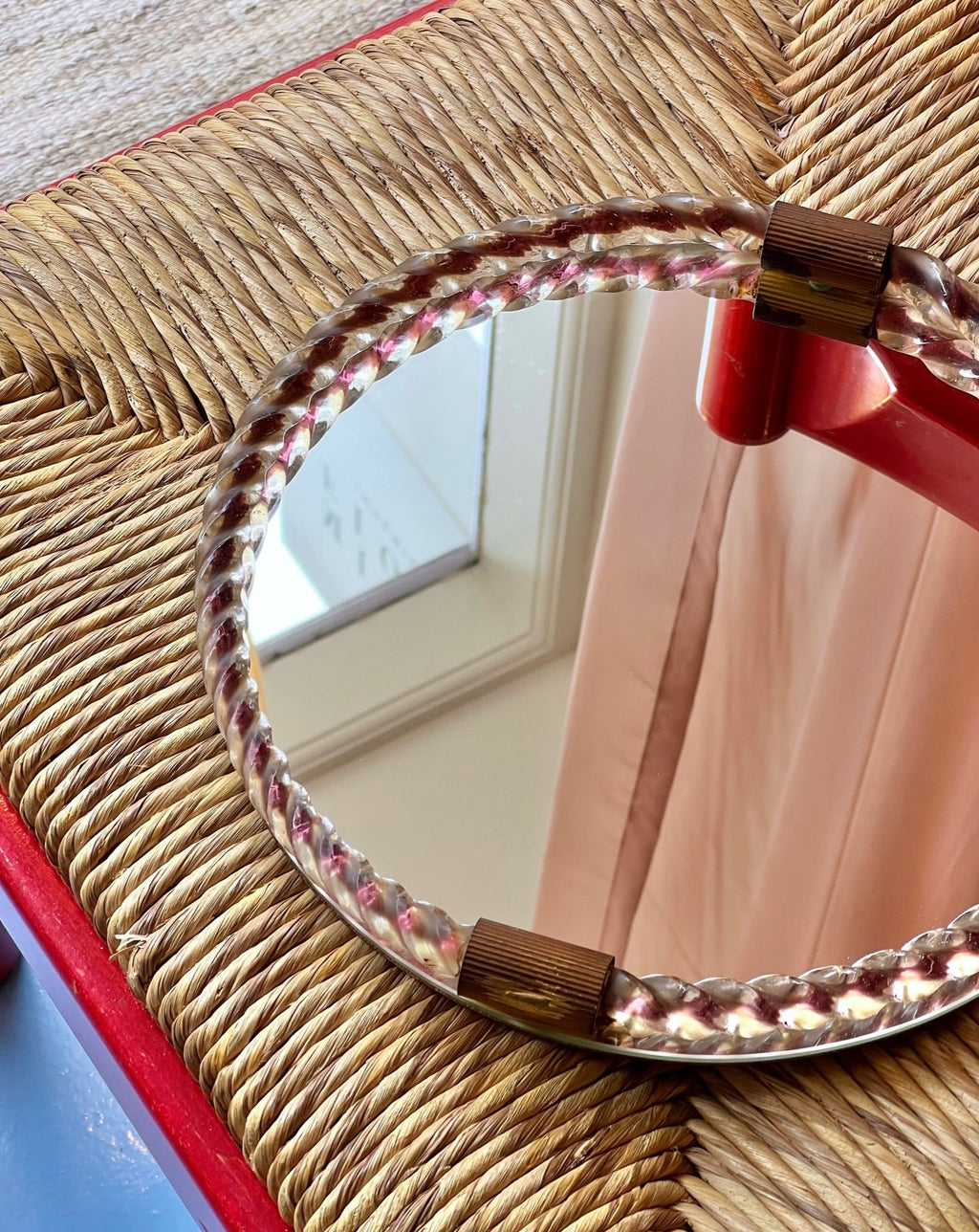 Vintage Italian mirror with twisted purple/clear glass frame ...