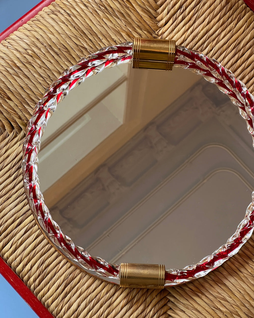 Vintage Italian mirror with twisted clear/red glass frame – Millefiori ...