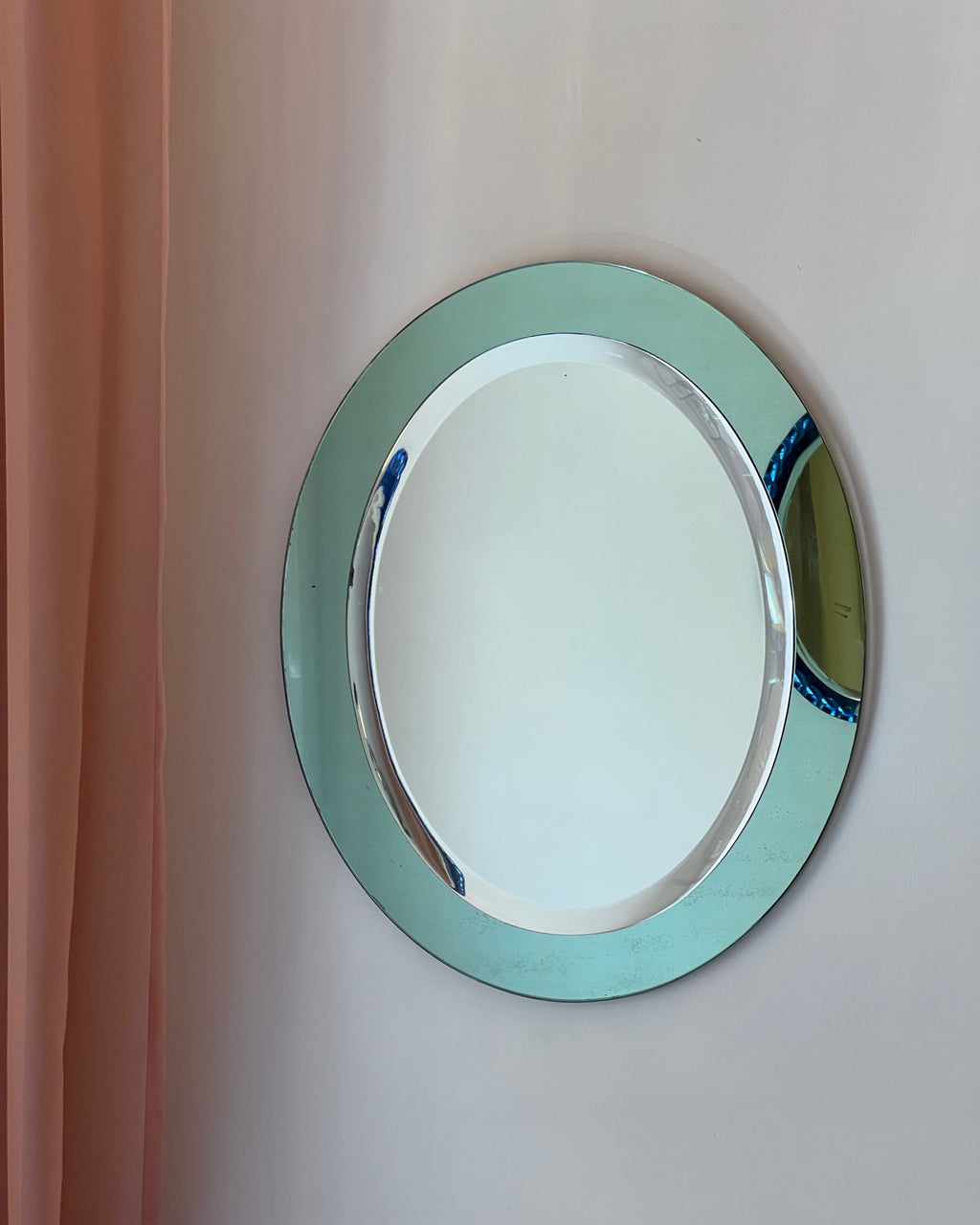 Vintage Italian mirror with turquoise mirror frame – Millefiori Interior