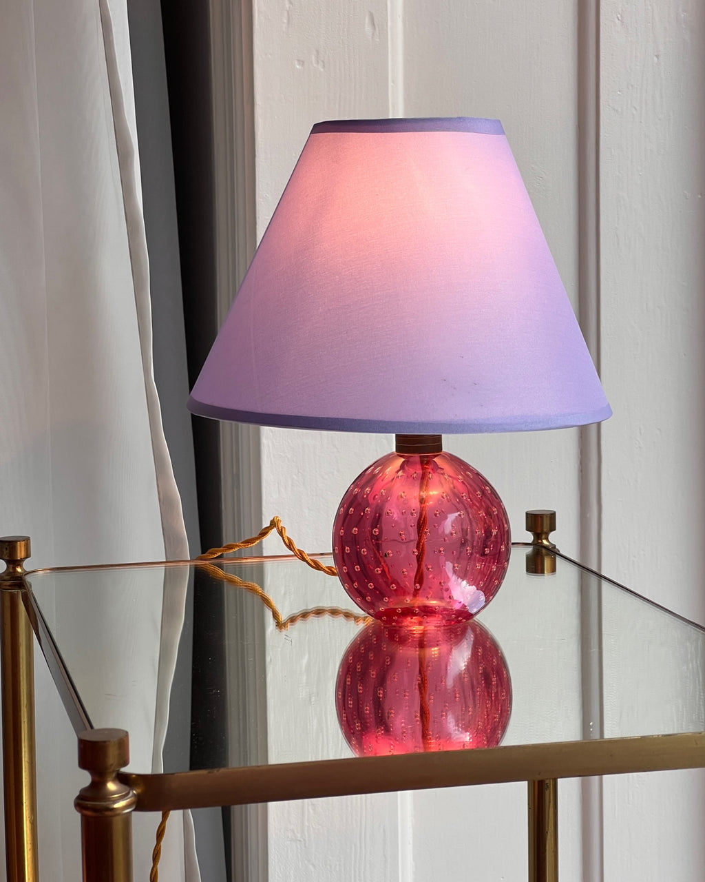 Vintage pink bubble Murano table lamp – Millefiori Interior