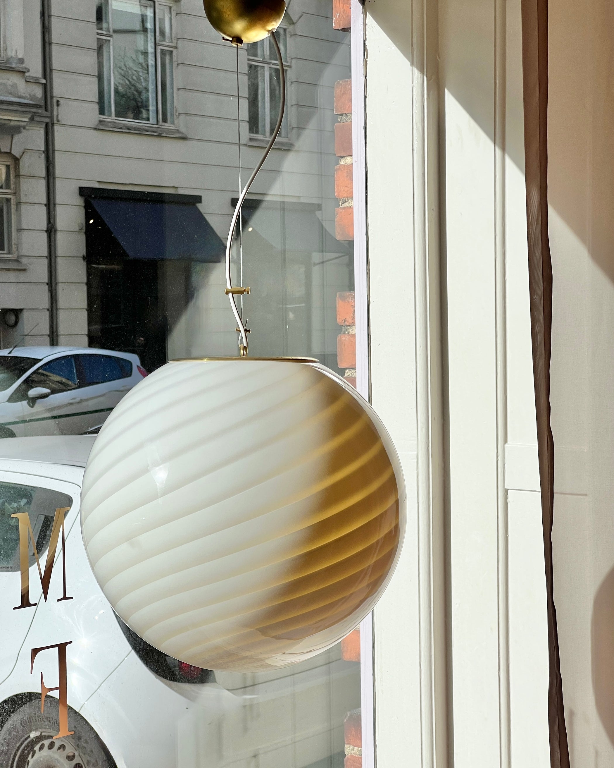 Candy ceiling lamp - Light yellow/cream swirl (D40) – Millefiori Interior