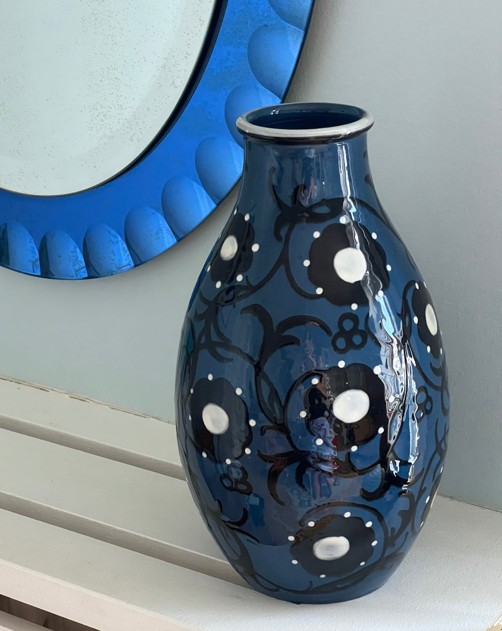 Vintage Alfred Kusche blue flower ceramic vase – Millefiori Interior