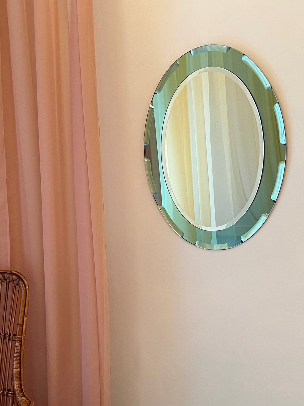 Vintage Green Oval Italian Mirror – Millefiori Interior