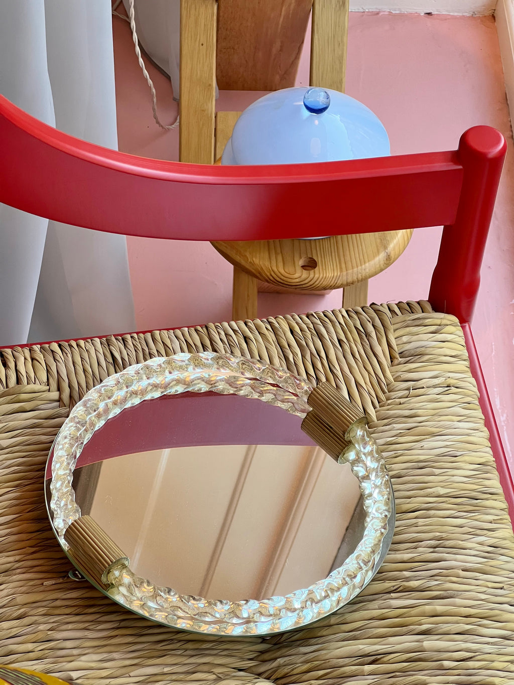 Vintage Italian mirror with twisted clear/golden glass frame ...